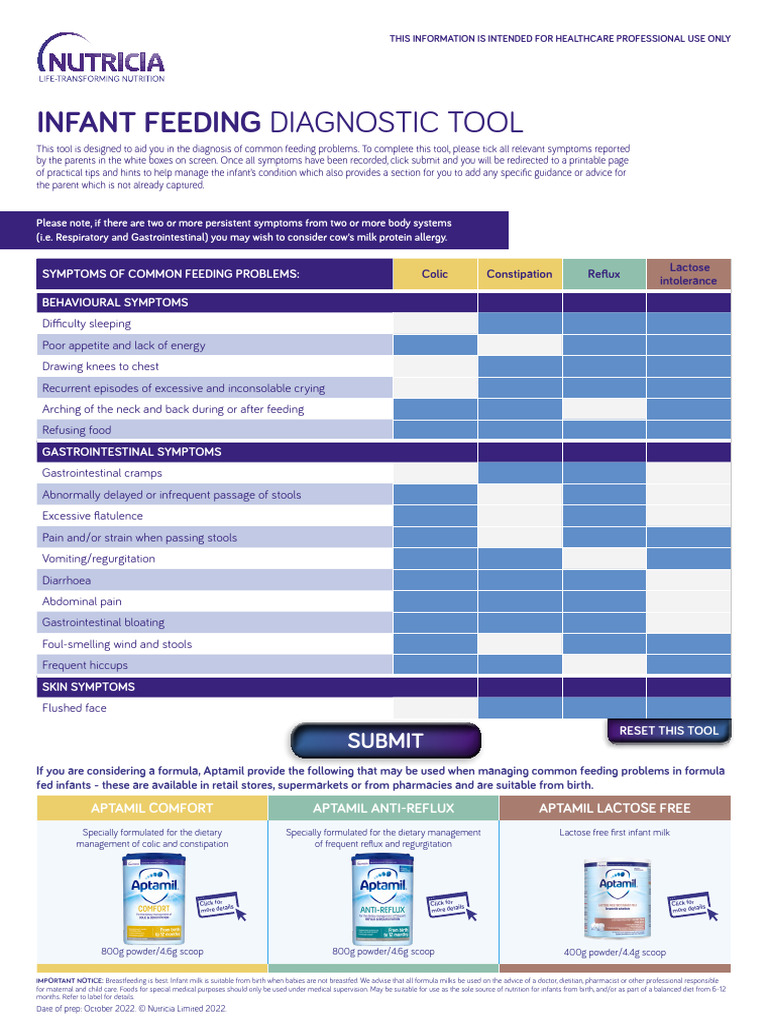 Infant Feeding Diagnostic Tool Final 011222 | PDF | Breastfeeding | Infants