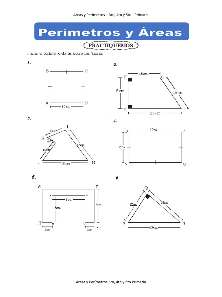 Ejercicios - Areas y Perimetros - Imprimir | PDF