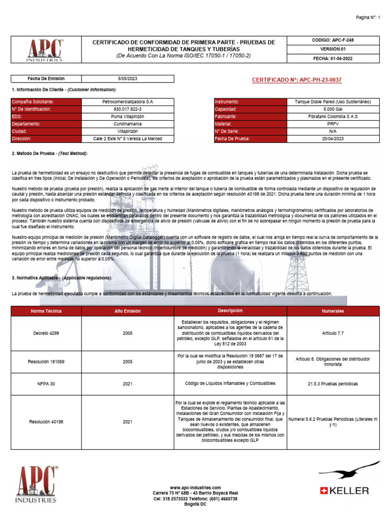 APC-PH-23-0037 Certificado de Conformidad de Primera Parte ISO IEC ...