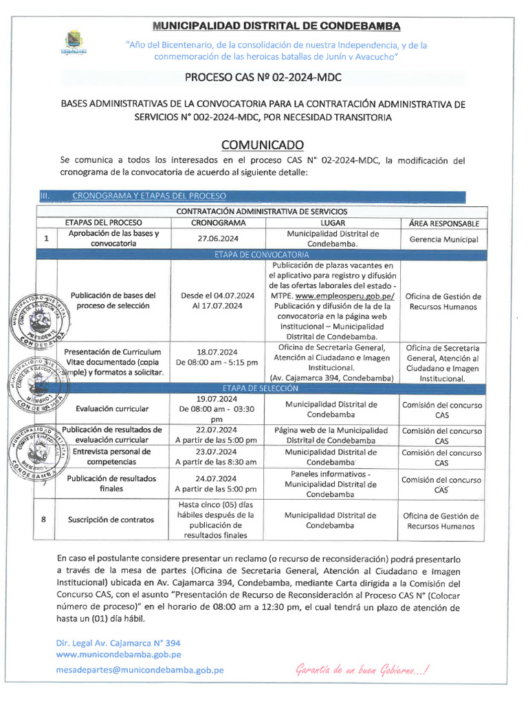 Cronograma Actualizado Cas-Ii-Mdc 2024 | PDF