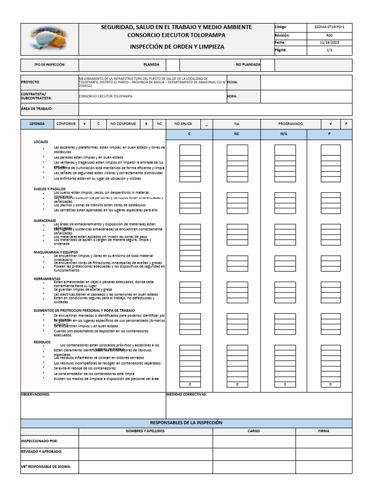 Check List Orden y Limpi | PDF