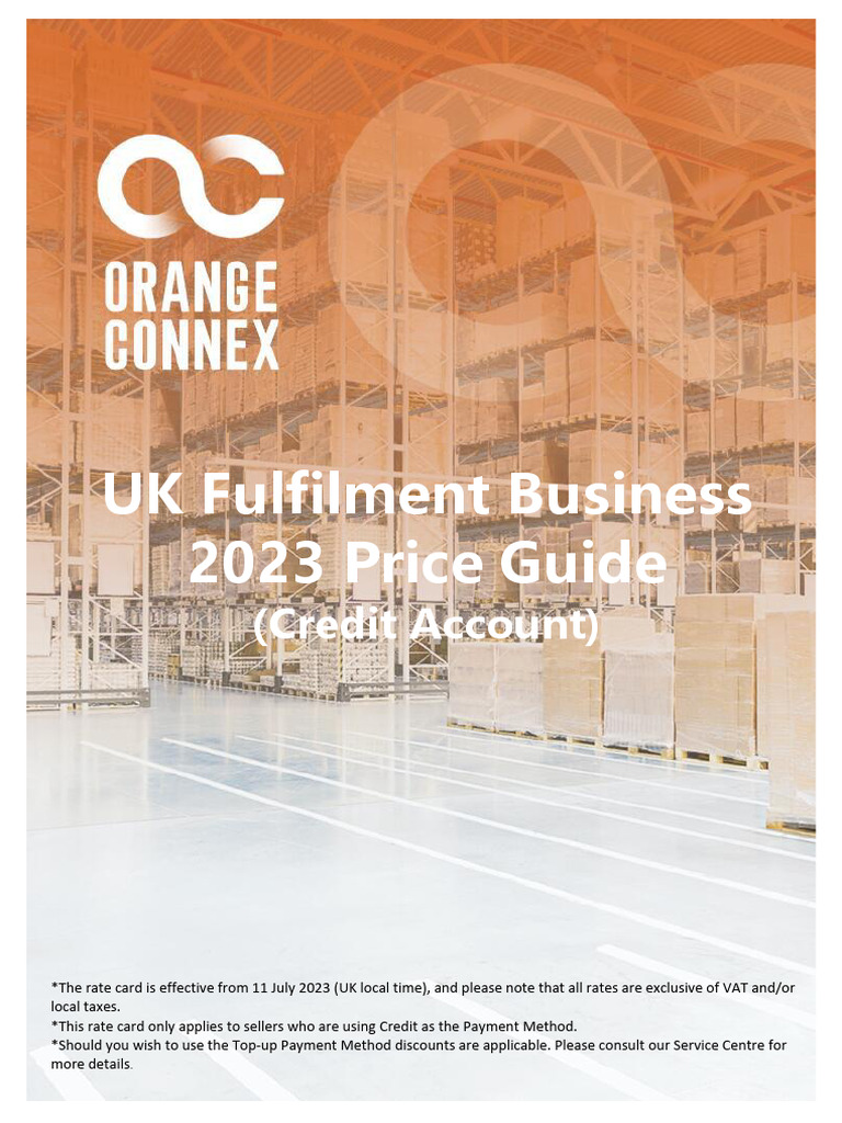 Orange Connex UK Fulfilment Business 2023 Price Guide | PDF | Cargo | Fee