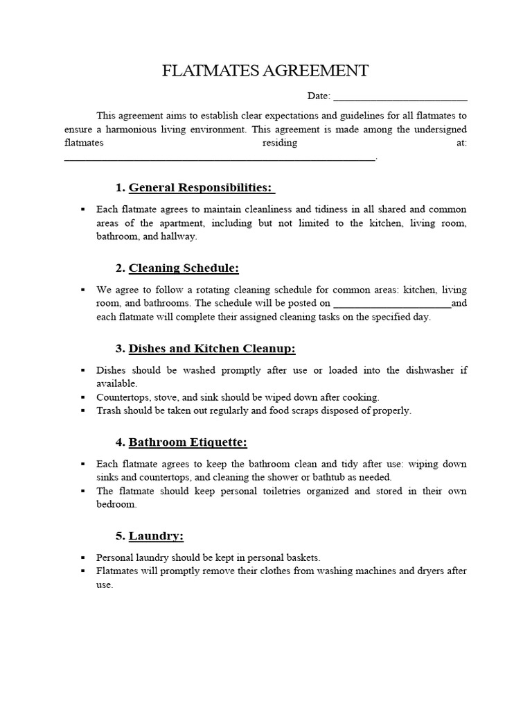Flatmates Agreement | Download Free PDF | Room | Roommate