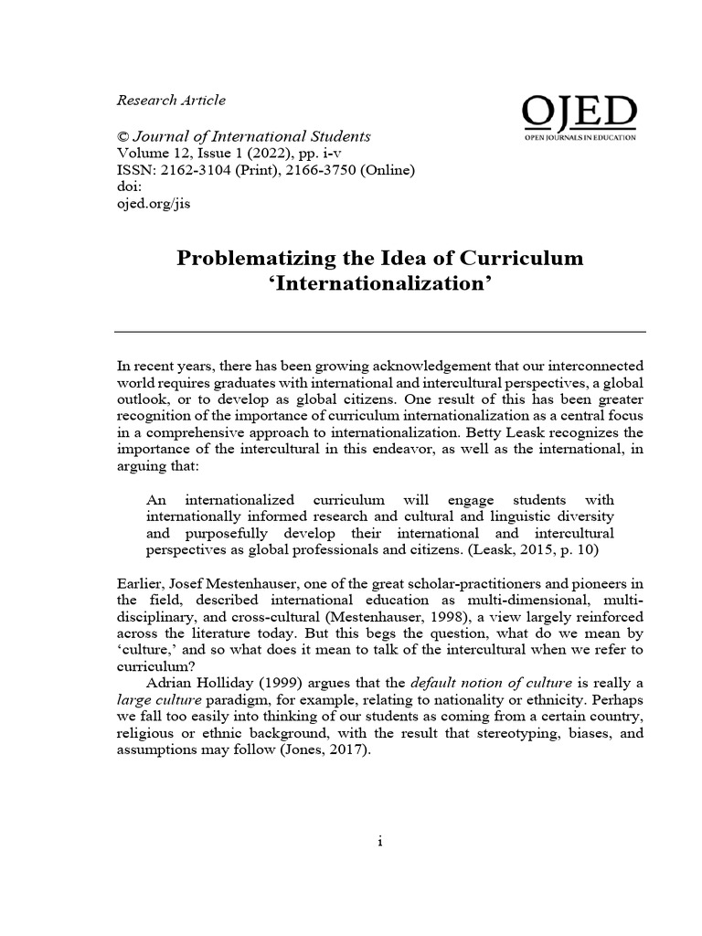 Problematizing The Idea of Curriculum in | PDF | Cross Cultural ...