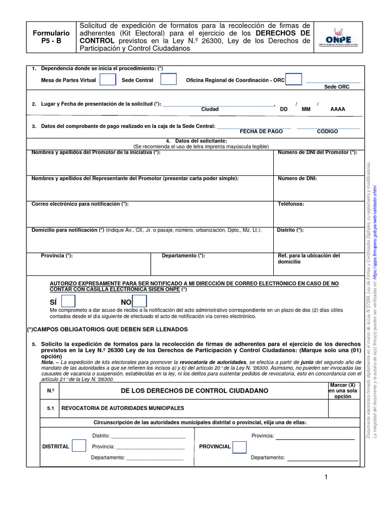 Propuesta de Formulario P5 B Derechos de Control Modificado Al 02may2024f | PDF | Documento de ...