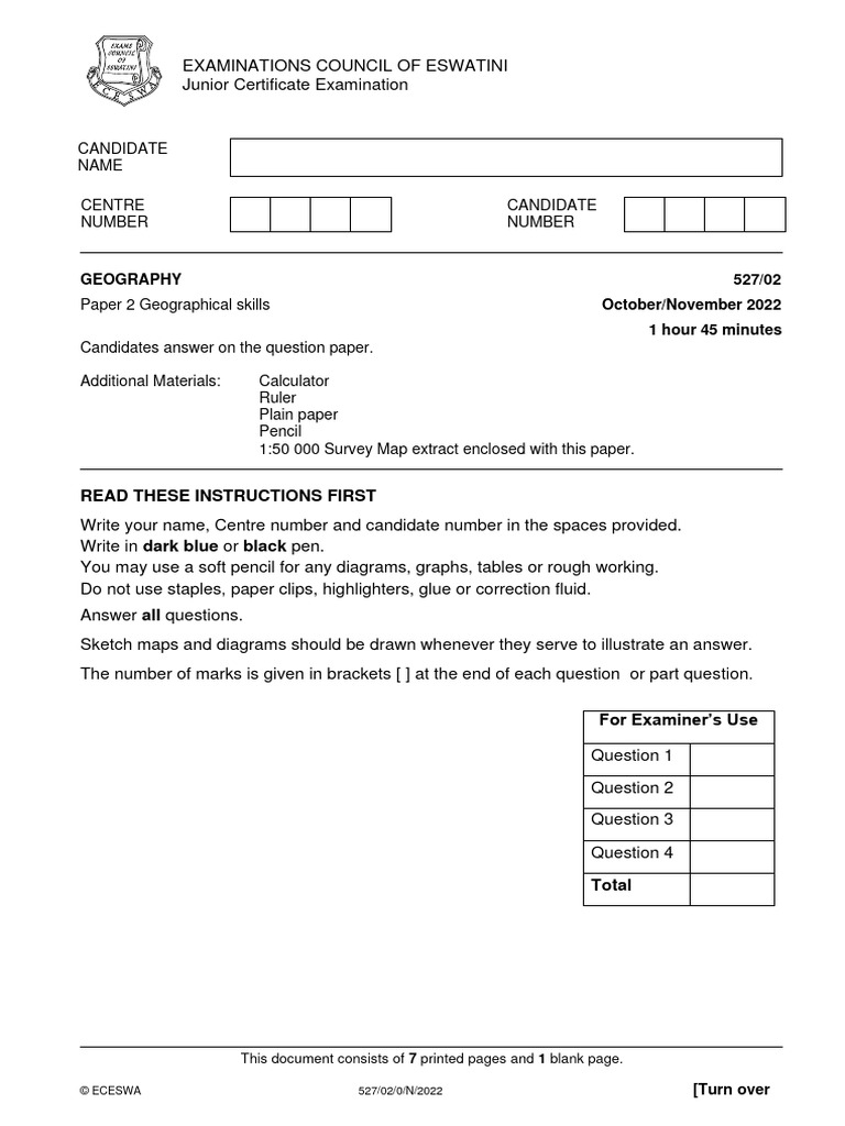 2022 Geography Paper 2 Exam Questions | PDF | Earth Sciences