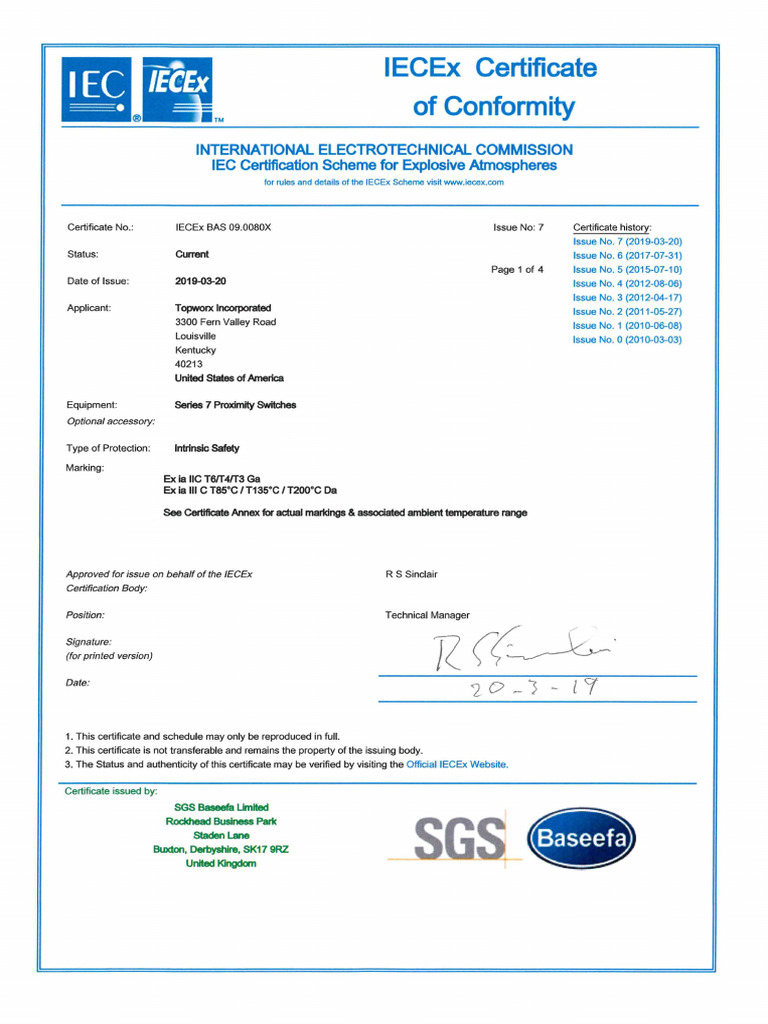 IECEx Certified Proximity Switches | PDF | Switch | Electrical Connector