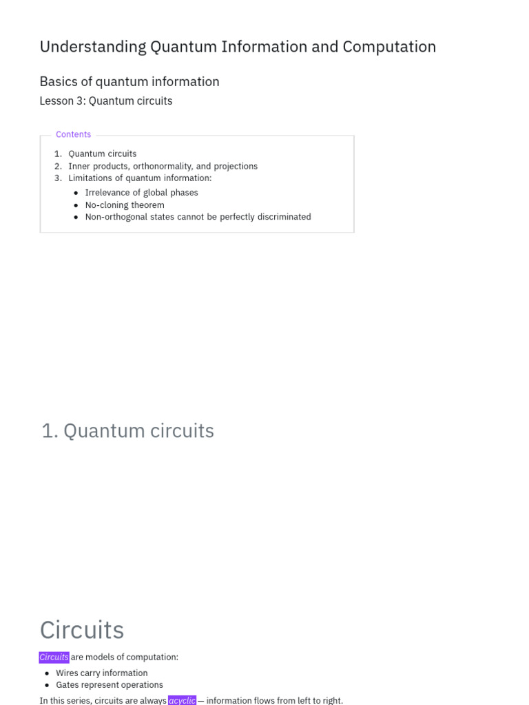 Quantum Circuits and Information Basics | PDF | Basis (Linear Algebra) | Physics