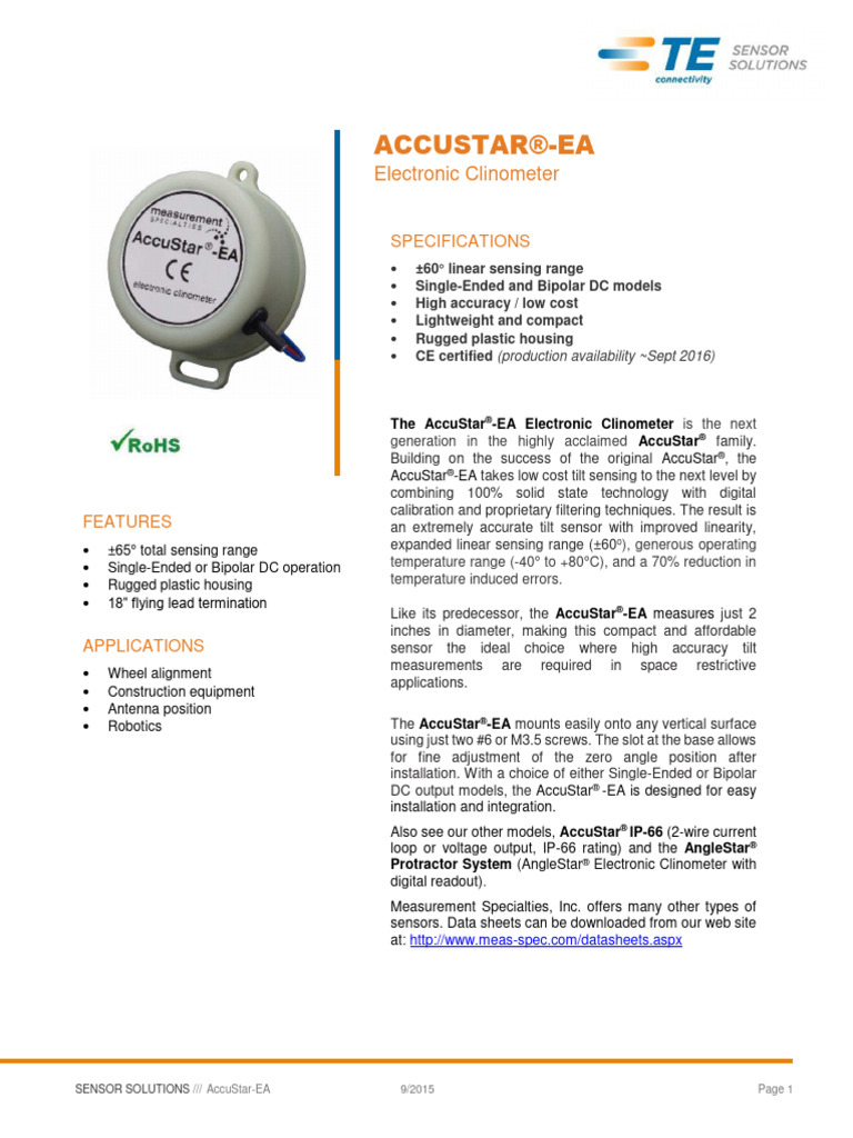 AccuStar-EA Series A1 | PDF | Sensor | Bipolar Junction Transistor
