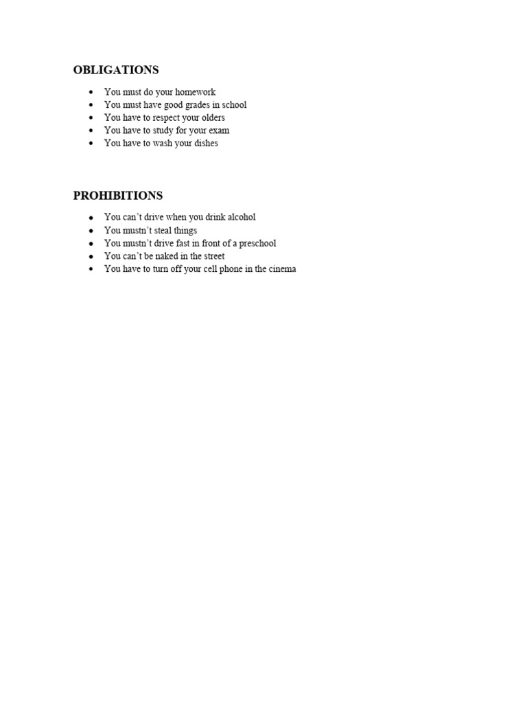 Essential Rules: Obligations and Prohibitions | PDF
