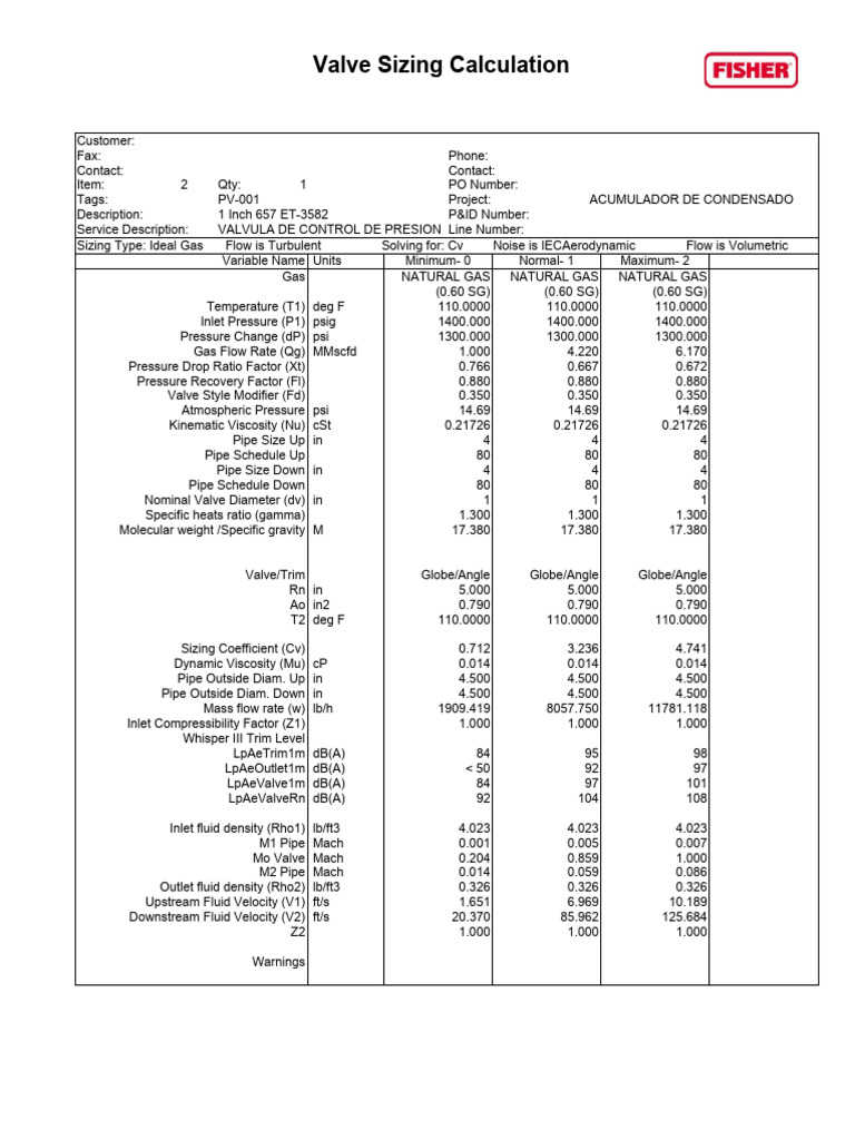 Valve Sizing Calculation | PDF | Viscosity | Pressure