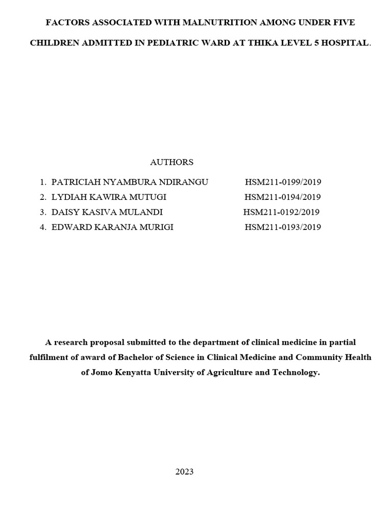 Factors Associated With Malnutrition Among Under Five Children Admitted in The | PDF ...