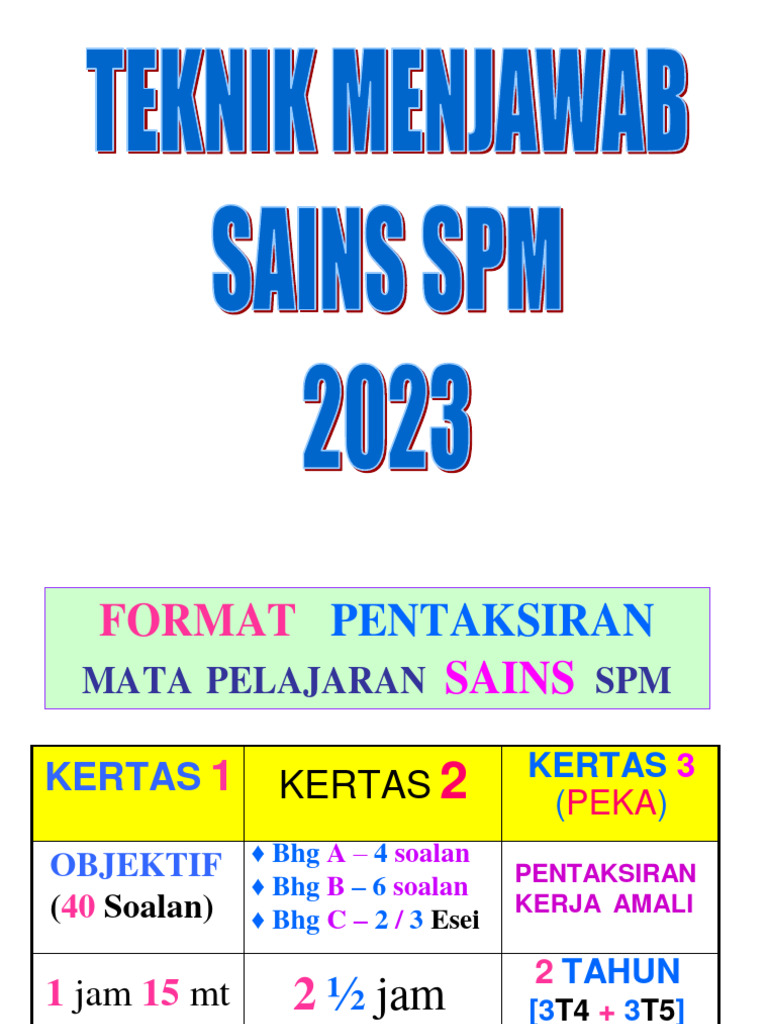 Teknik Menjawab SAINS SPM | PDF