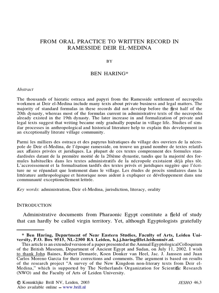 From Oral Practice To Written Record in | PDF | Literacy | Papyrus