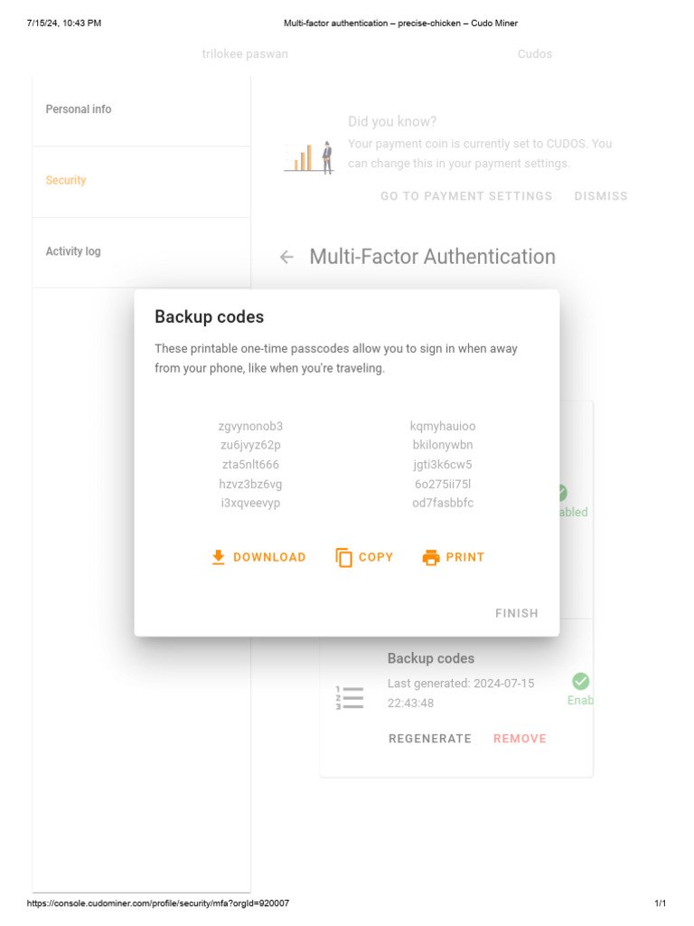 Multi-Factor Authentication - Precise-Chicken - Cudo Miner | PDF | Security | Computer Security