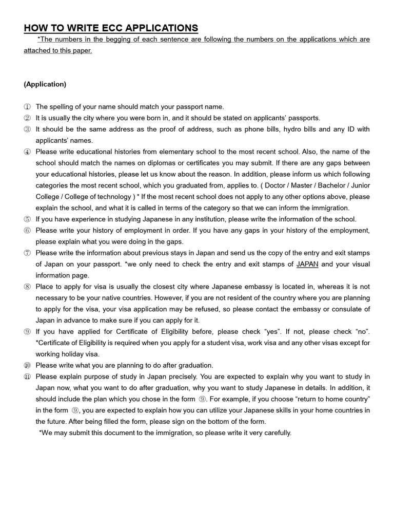 How To Write Ecc Application Paper | PDF | Travel Visa
