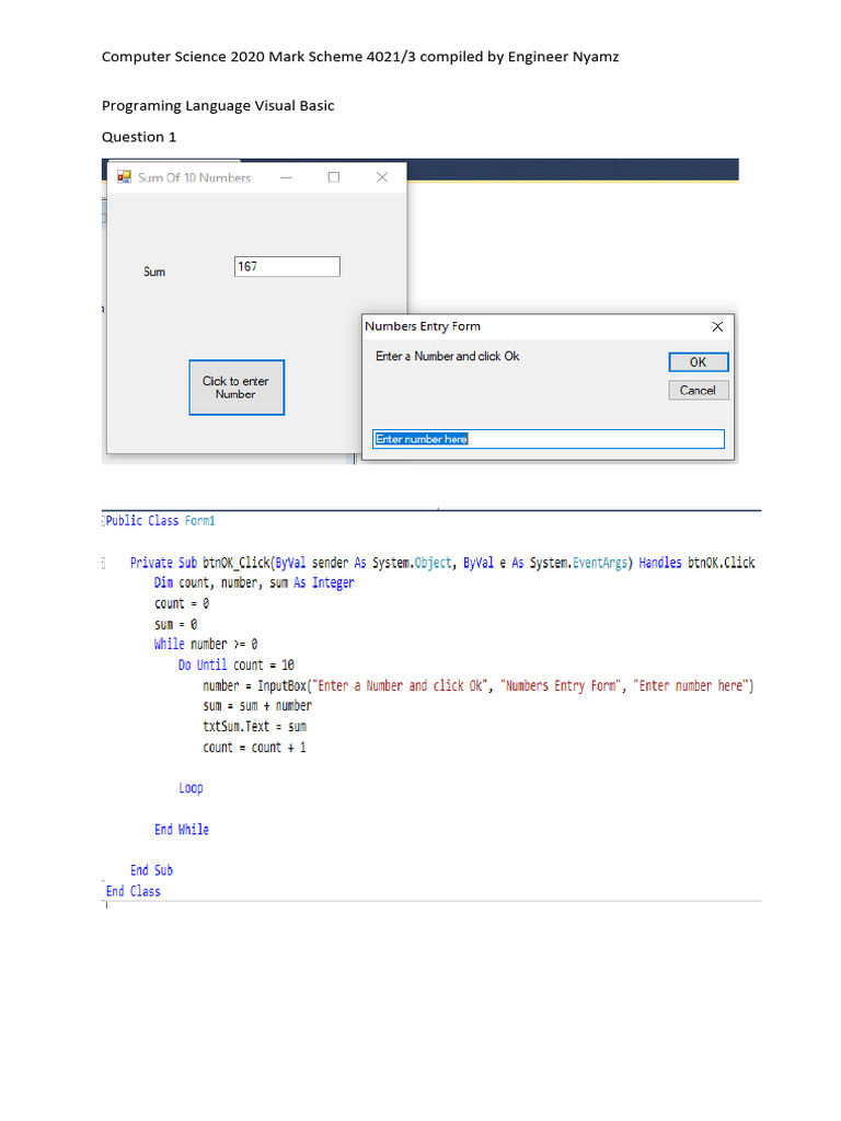 2020 Computer Science Mark Scheme | PDF | Computer Science | Computing