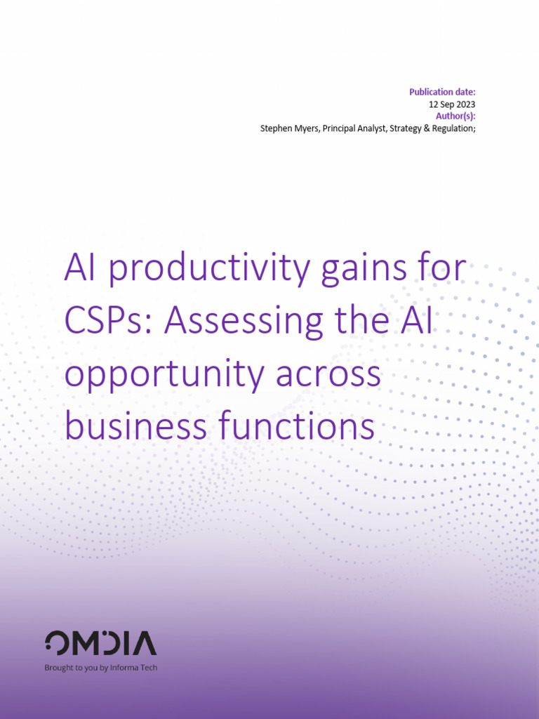 Ai Productivity Gains For Csps Assessing The Ai Opportunity Across Business Functions PDF | PDF ...
