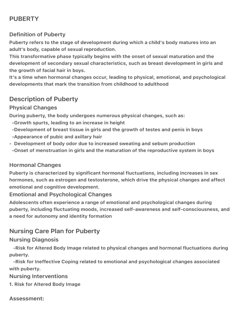 Puberty Pdf Puberty Adolescence