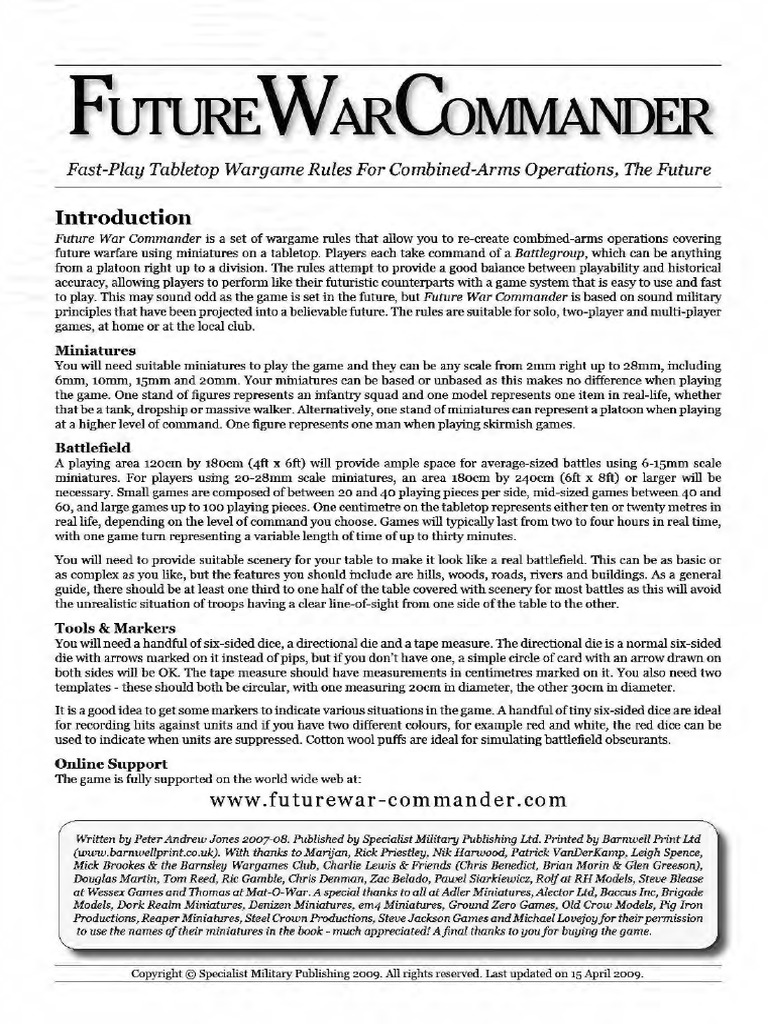 Fast-Play Tabletop Wargame Rules For Combined-Arms Operations, The ...