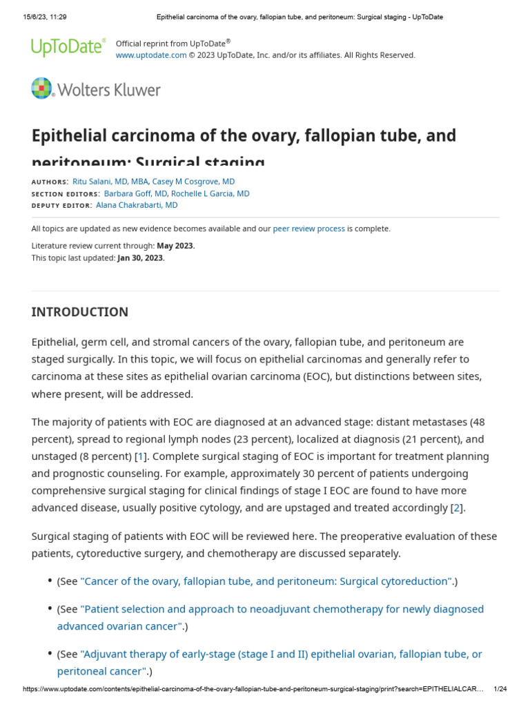 G 3.3 Epithelial Carcinoma of The Ovary, Fallopian Tube, and Peritoneum ...