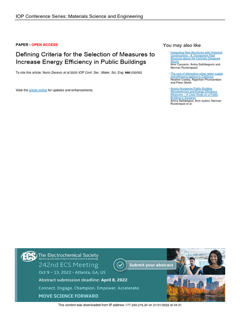 Defining Criteria For The Selection of Measures To Increase Energy Efficiency in Public ...