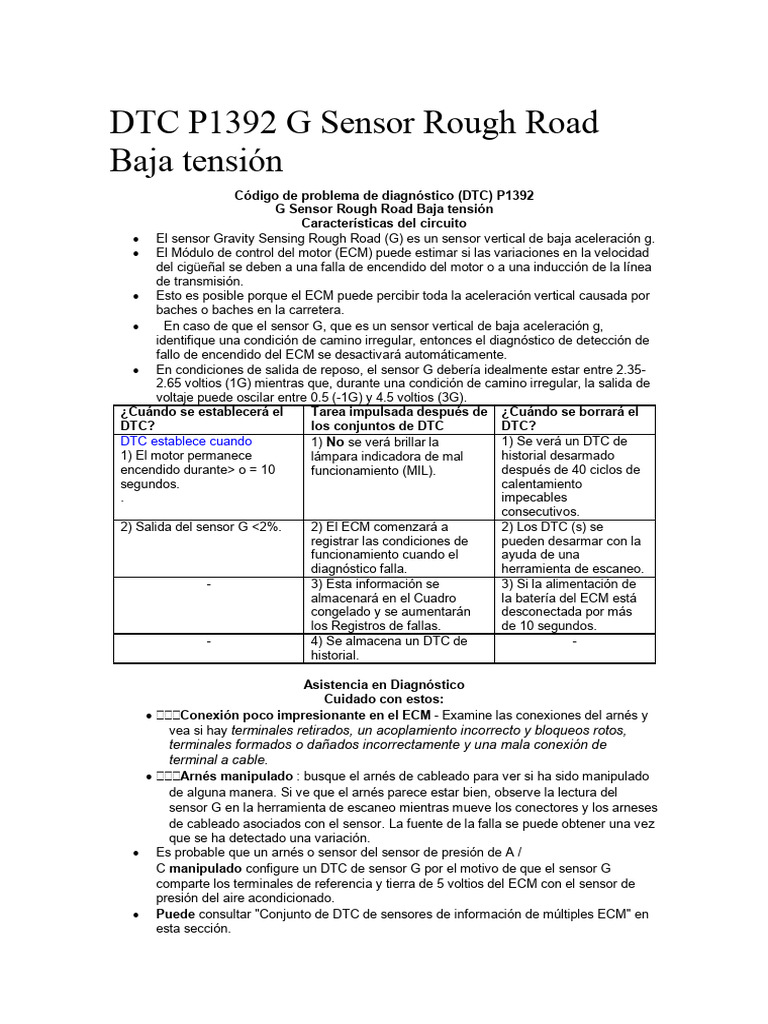 DTC Sensor G | PDF | Ingenieria Eléctrica | Electricidad