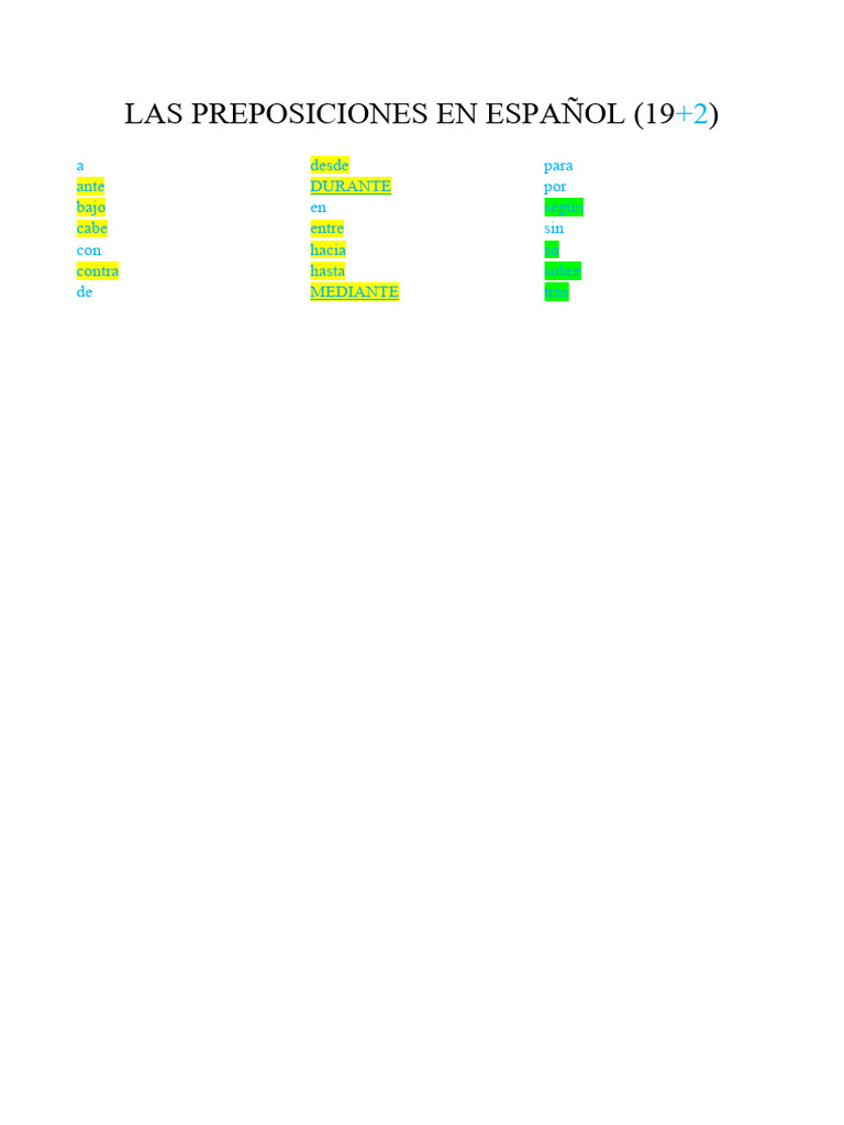 Uso de preposiciones en español | PDF