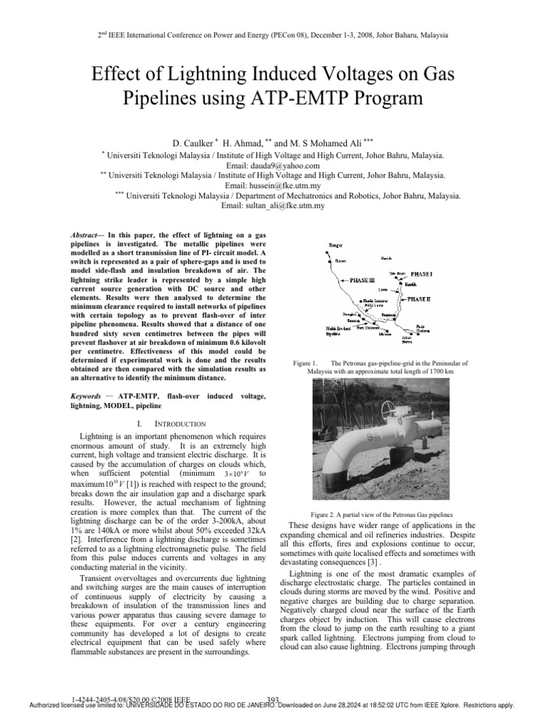 Effect of Lightning Induced Voltages On Gas Pipelines Using ATP-EMTP Program | PDF | Physical ...
