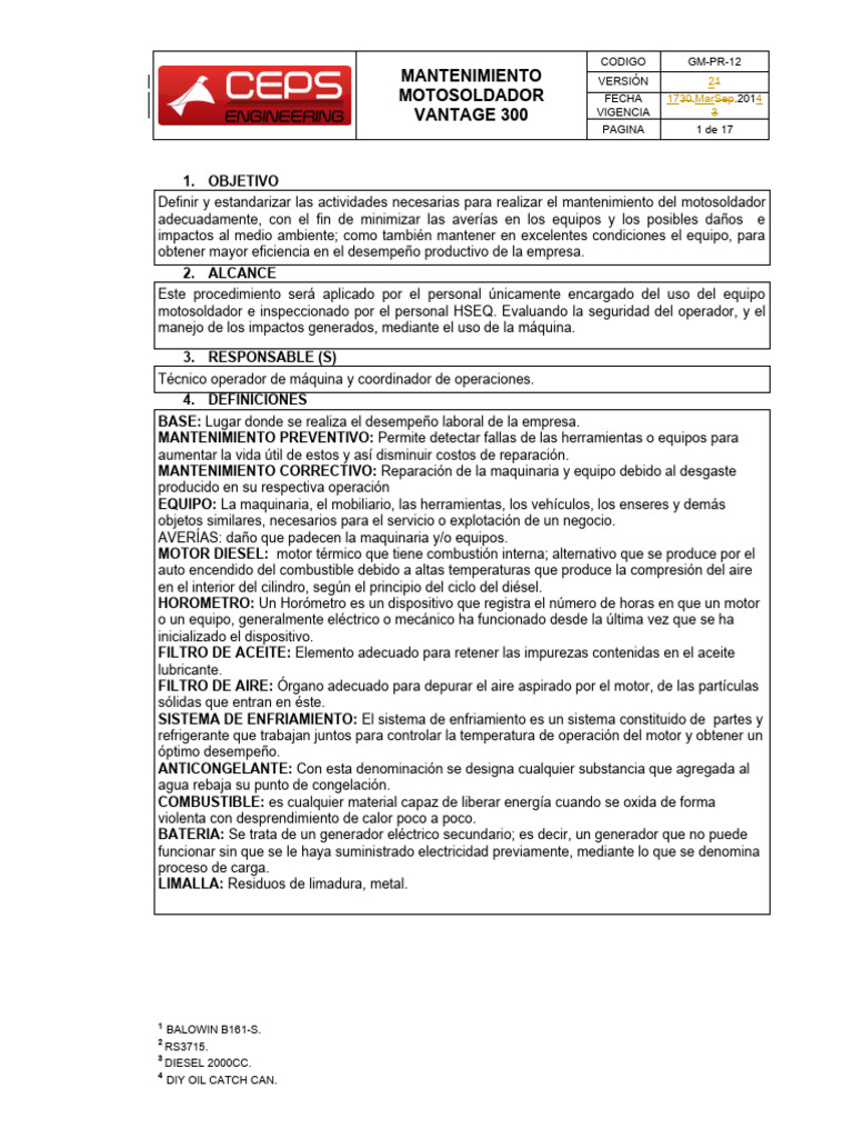 GM-PR-12 MantenimientoMotosoldador V1 | PDF