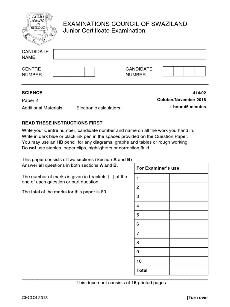 JC Science Paper-2 2018 | PDF | Hydroxide | Acid