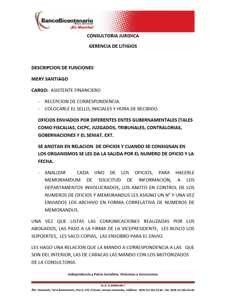 Funciones del Asistente Financiero | PDF | Derecho