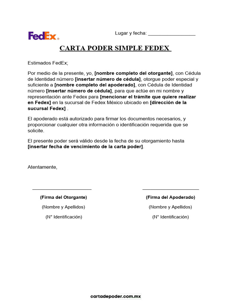 Carta Poder Simple Fedex | PDF