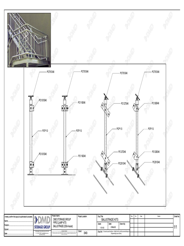 Balustrade - DDA - Assist - AS1428 - Stanchion Kit - Drawing | PDF ...