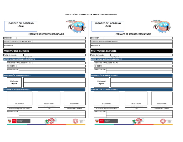 Anexo N04 Formato de Reporte Comunitario | PDF