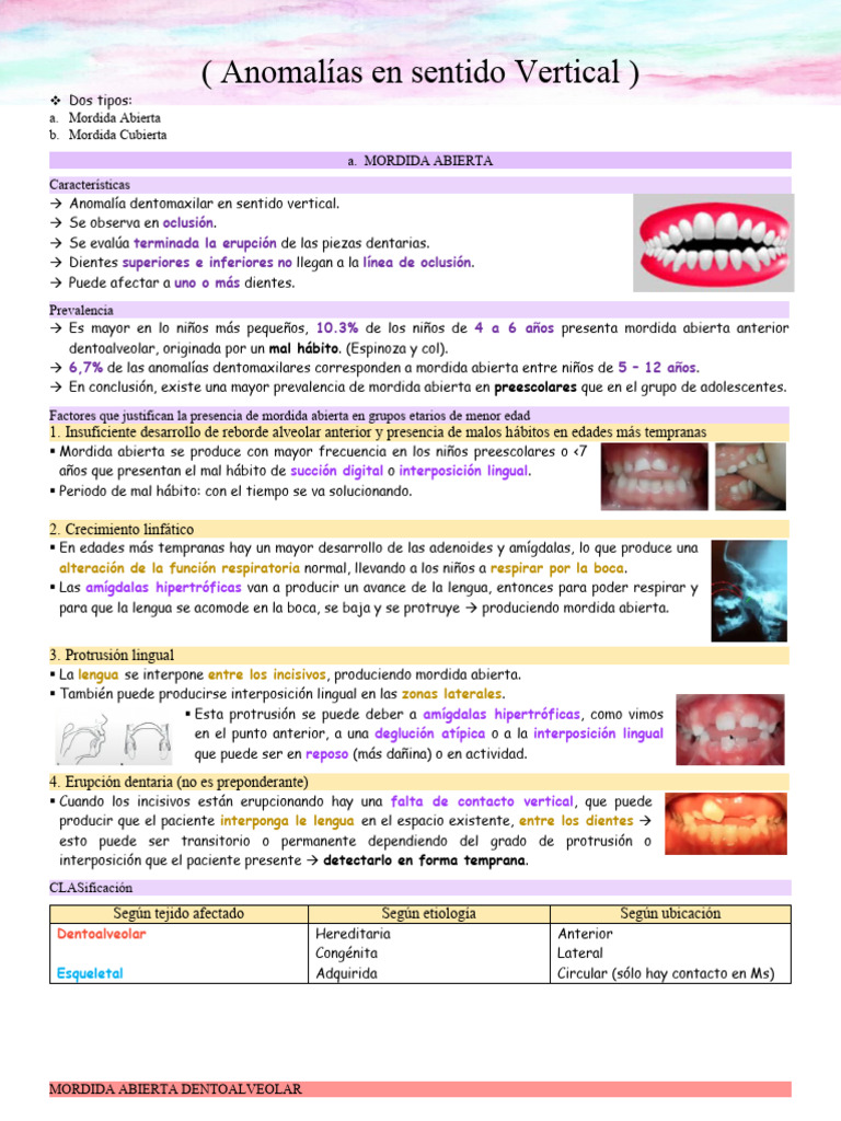 Clase 7. Anomalías en sentido vertical | Descargar gratis PDF | Diente ...
