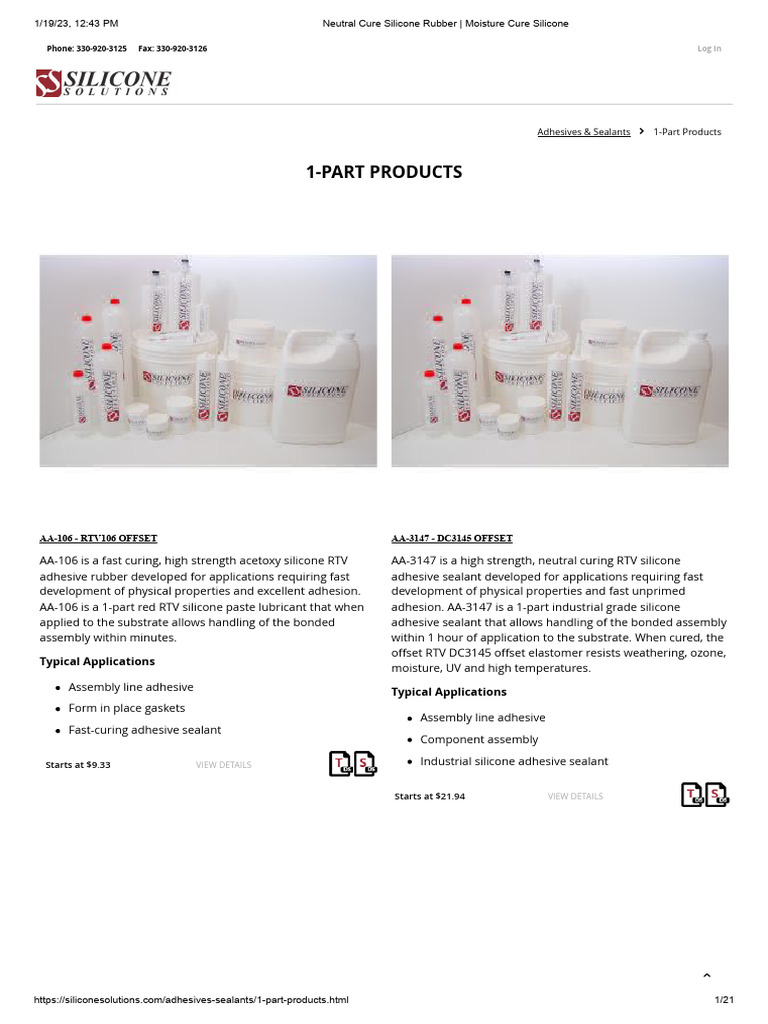 Neutral Cure Silicone Rubber - Moisture Cure Silicone | PDF | Silicone ...
