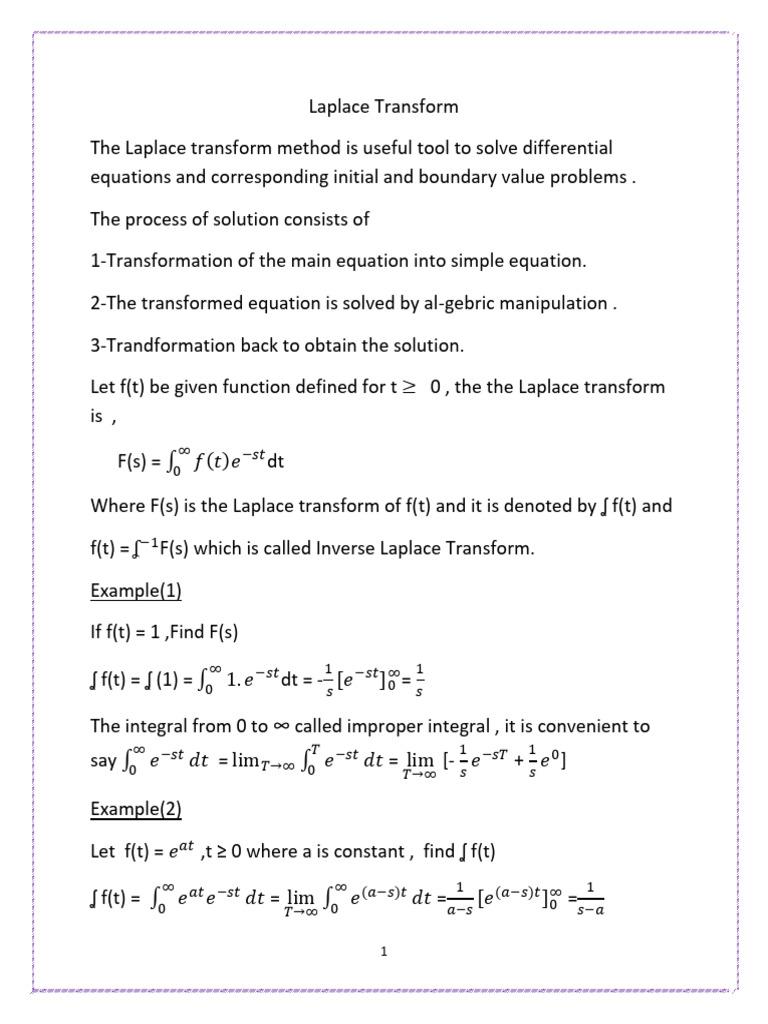 2 | PDF | Laplace Transform | Equations