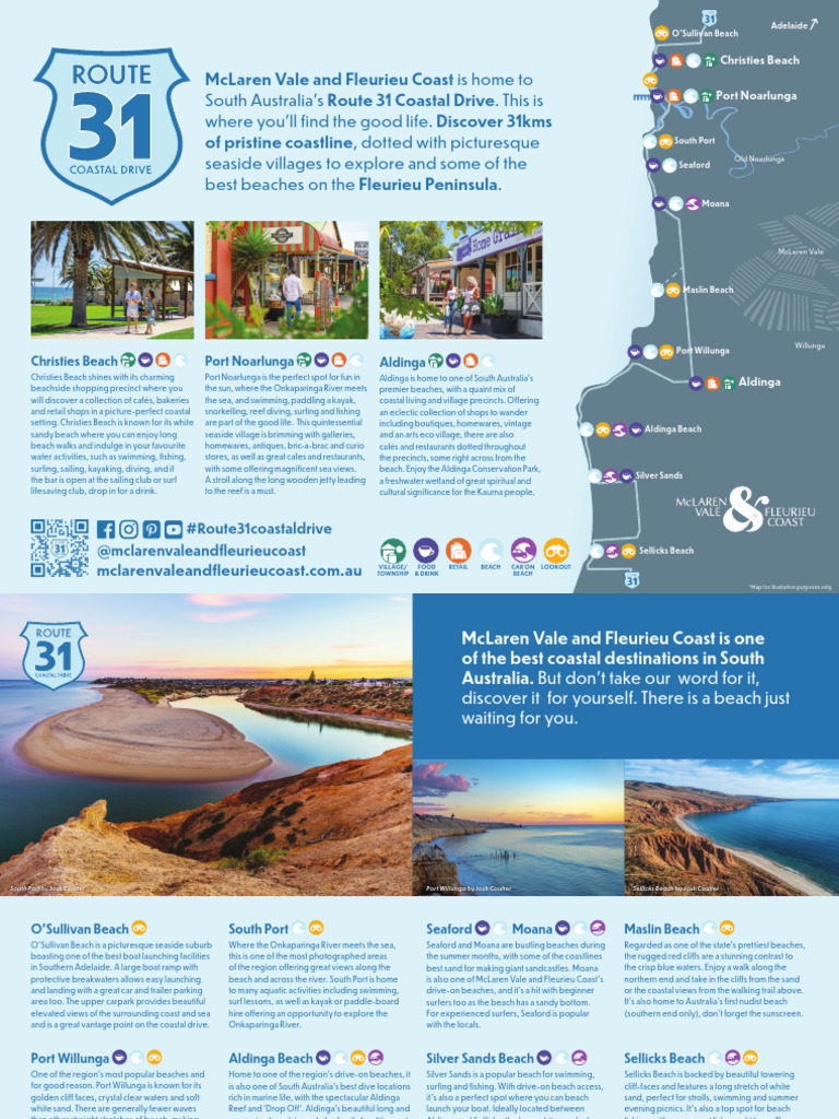 Fleurieu Peninsula Road Trip Map | PDF | Beach | Earth Sciences