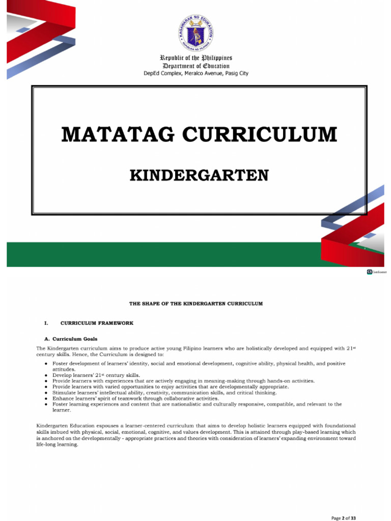 MATATAG Kindergarten CG | PDF