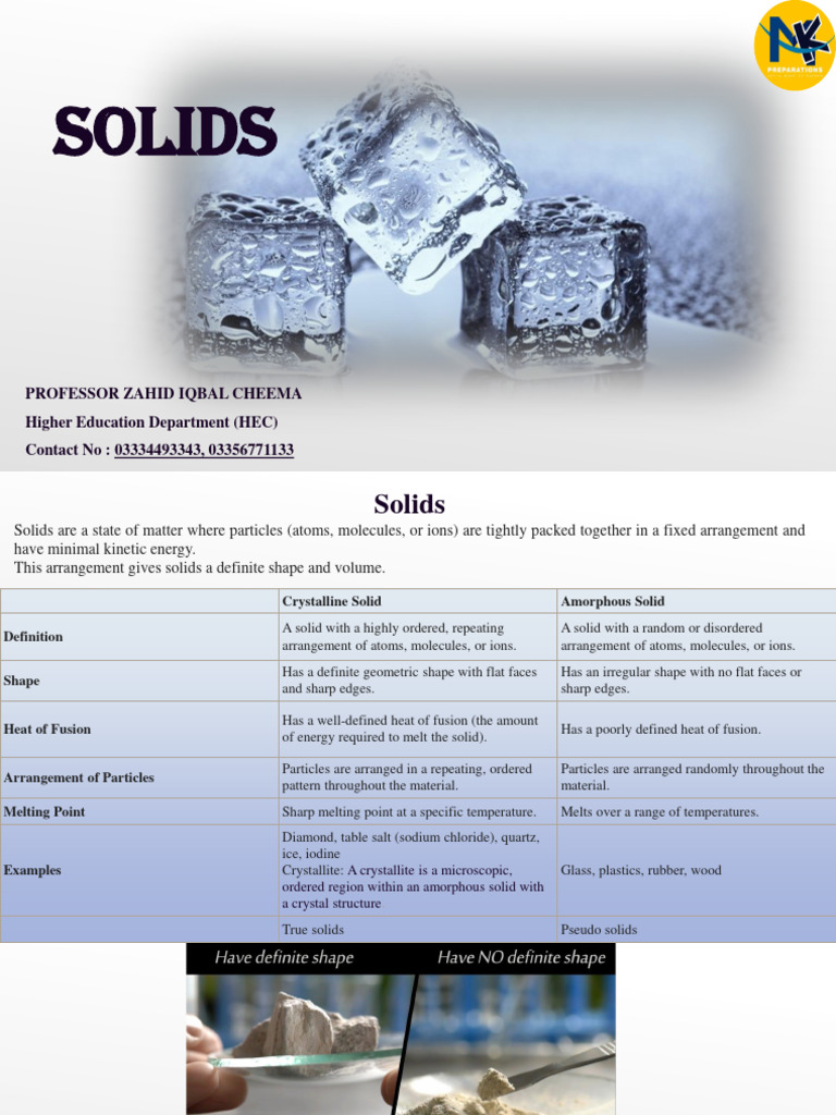 Solids chemistry mcqs | Download Free PDF | Crystal | Crystal Structure