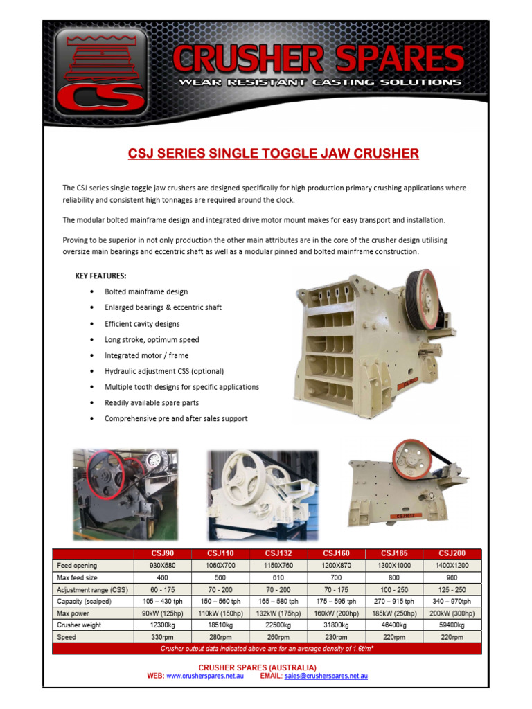 CSJ Series Single Toggle Jaw Crushers | PDF | Home & Garden | Computers