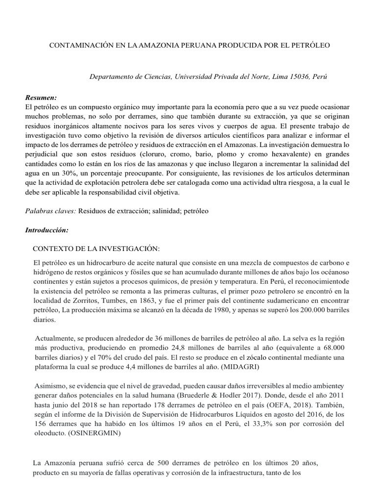 Proyecto Final - Grupo 3-1 | PDF | Petróleo | Contaminación