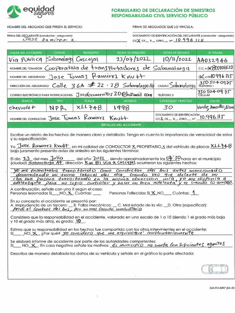 Formulario Aviso de Siniestro | PDF