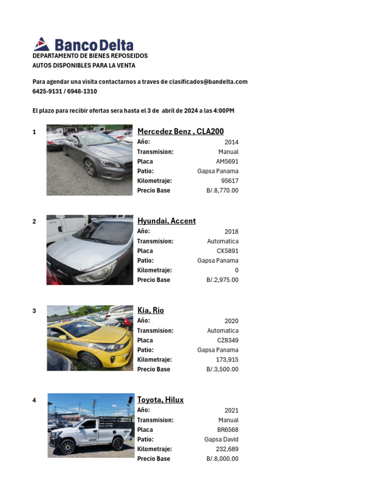 Venta de Autos Reposeídos en Panamá | PDF | Tecnologías automotrices ...