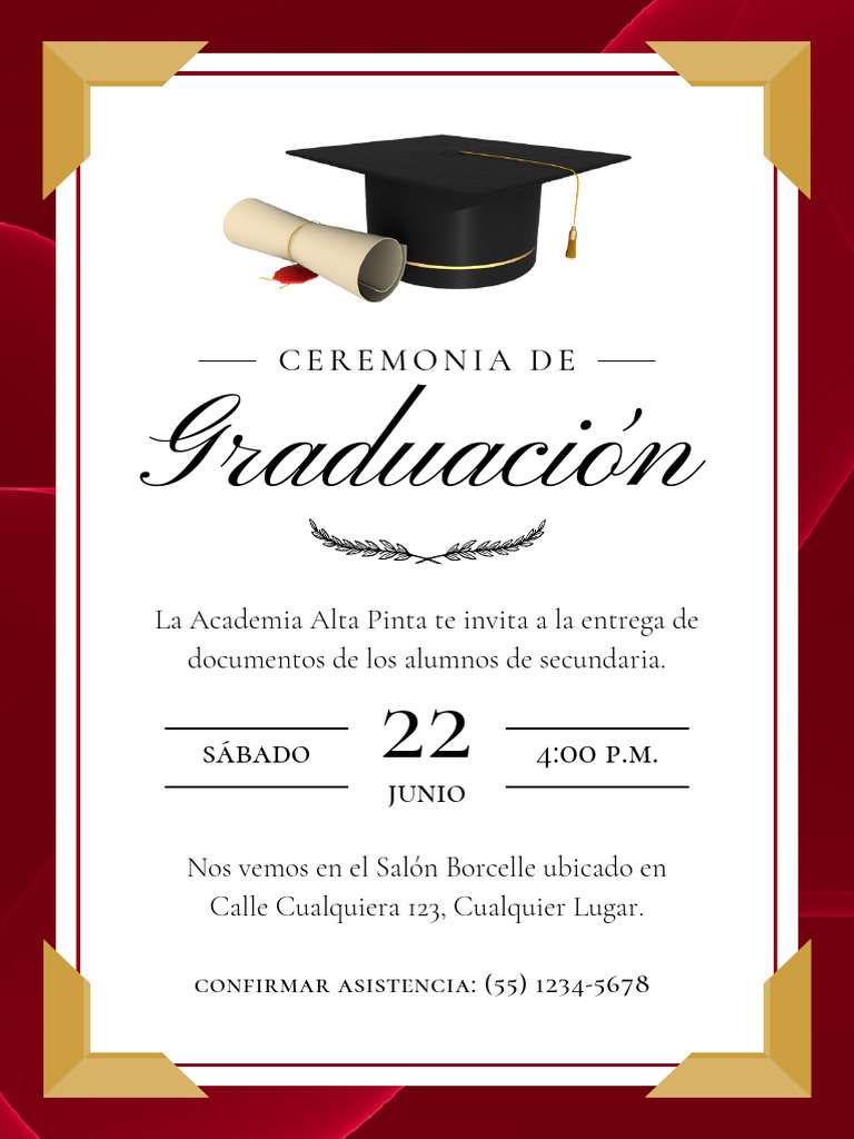 Invitación Ceremonia de Graduación Moderno Rojo | PDF Invitación Ceremonia de Graduación Moderno Rojo | PDF