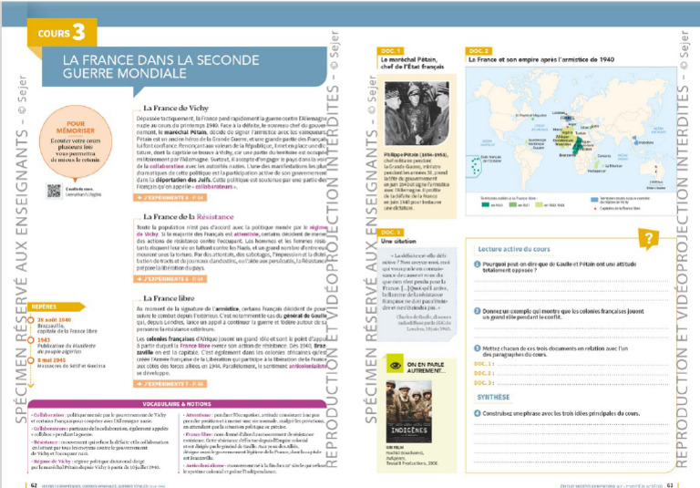 Seconde Guerre Mondiale Cours La France Dans La Guerre | PDF