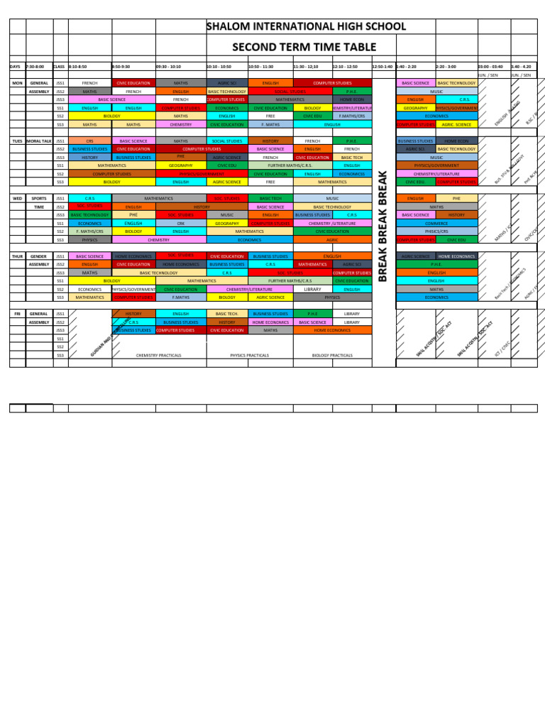 Sihs Second Term Timetable | PDF | Natural Sciences | Inquiry