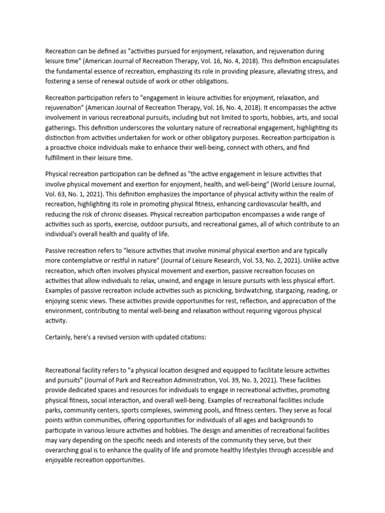Recreation can-WPS Office | PDF | Socioeconomic Status | Recreation Recreation can-WPS Office | PDF | Socioeconomic Status | Recreation