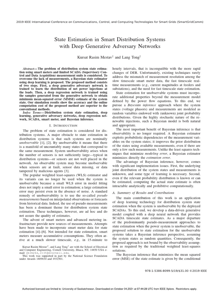 2019-State Estimation in Smart Distribution Systems With Deep Generative Adversary Networks ...